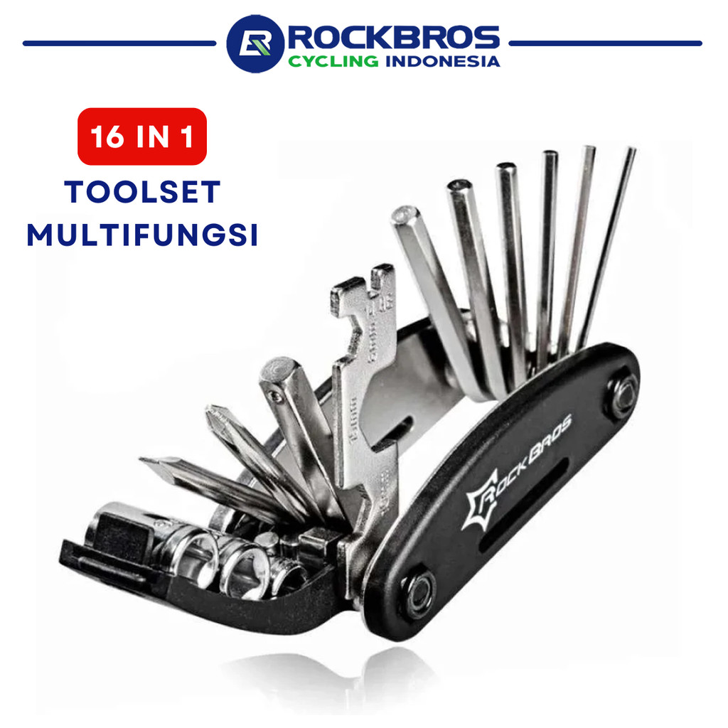 Jual ROCKBROS GJ1601 Kunci Sepeda 16 In 1 Peralatan Multifungsi Bicycle Repair Tool Kit Toolset ...