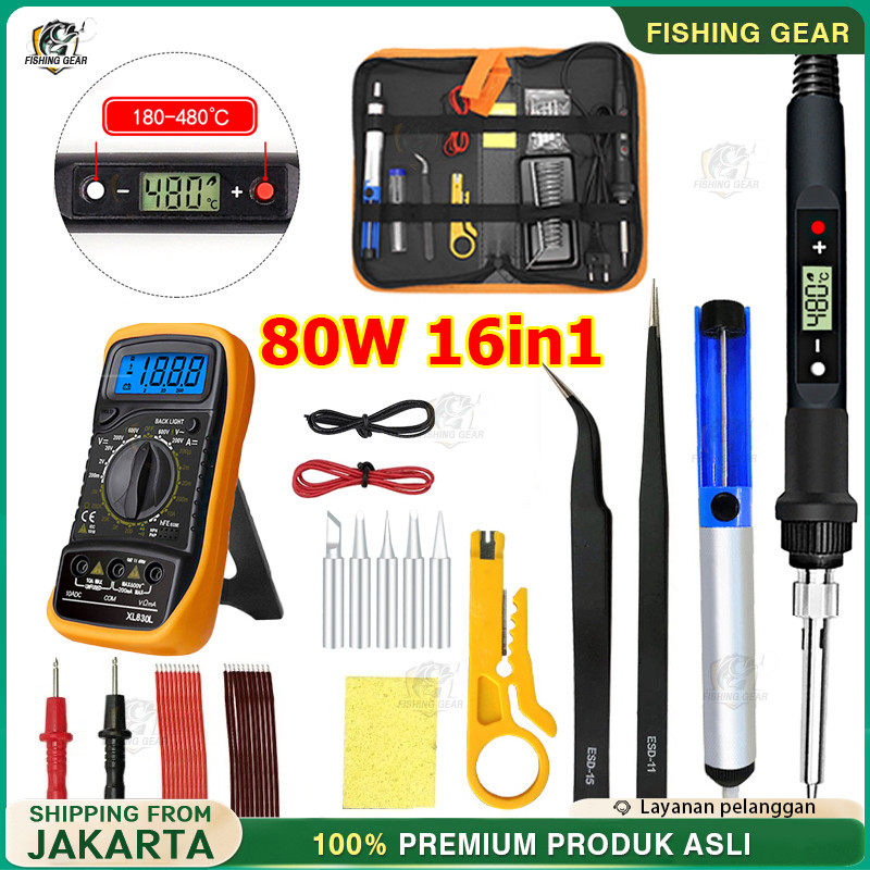 Jual 80W 16IN1 Paket Solder Listrik Lengkap Set Solder Listrik Lengkap Dengan Multimeter Iron ...