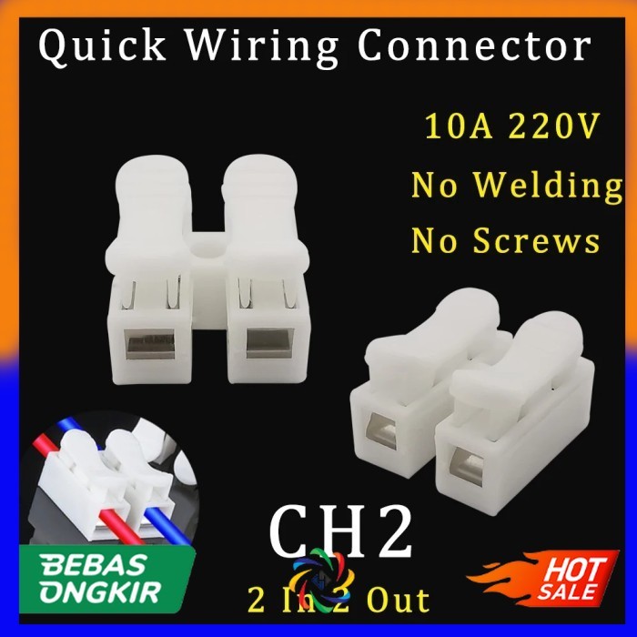 Jual Terminal Sambungan Kabel 2 Pin Arde N o l Quick Connector 10A ...