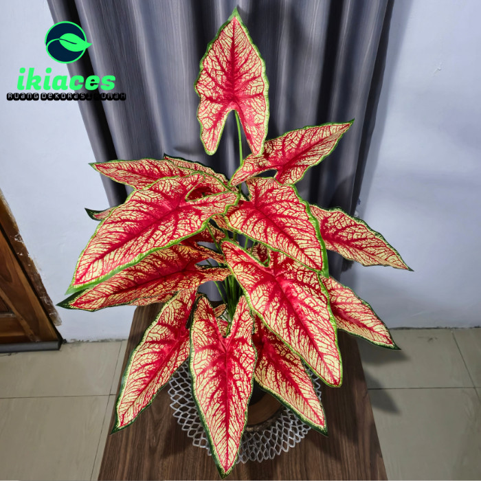Jual DAUN KELADI PLASTIK JUMBO DAUN CALADIUM ARTIFISIAL DEKORASI BUNGA ...
