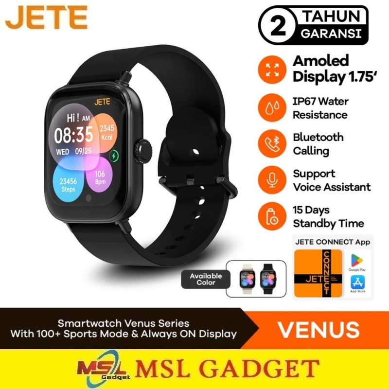 Jual JETE Venus Smartwatch Bluetooth Call Heart Rate SpO2 Sport Amoled ...