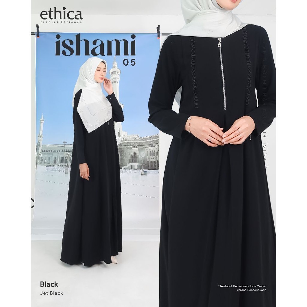 Jual Gamis Hitam Polos Ishami 05 Dress Muslim By Ethica Potongan Aline ...