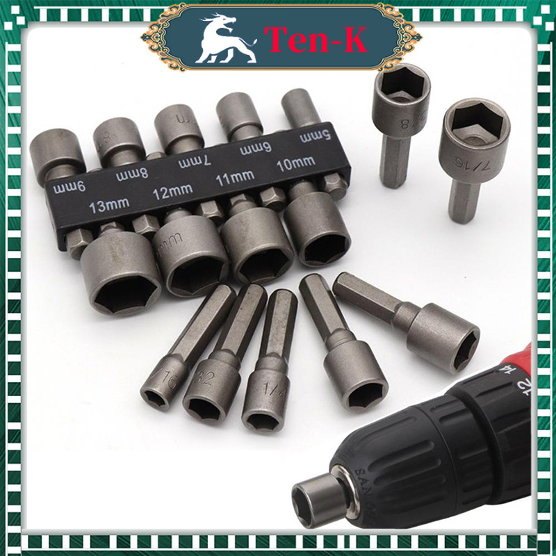 Jual Set 9 Pcs Mata Bor Socket Hex Nut / Baut Roofing Adaptor | Shopee ...