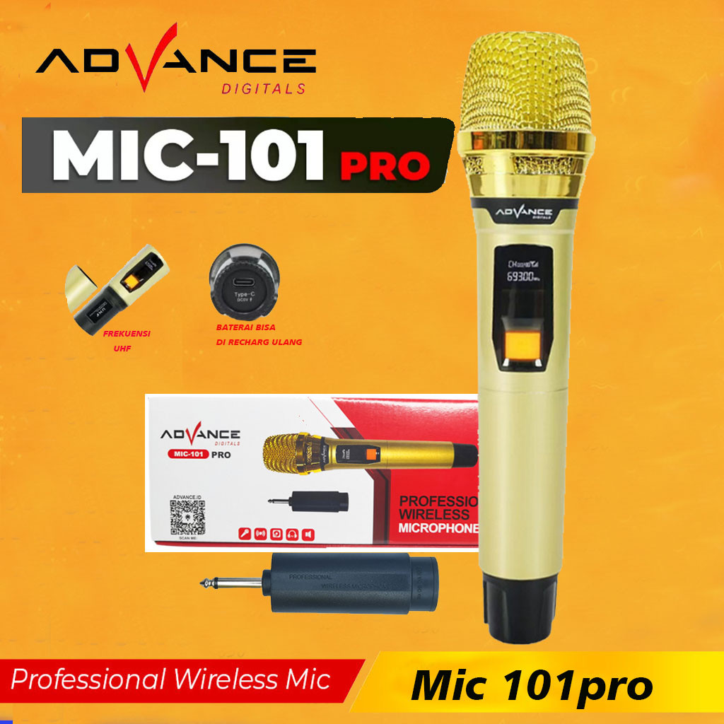 Jual ADVANCE Professional Wireless Microphone MIC-101PRO Bluetooth Bisa ...