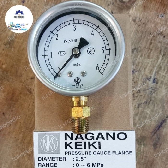 Jual pressure gauge nagano 2.5" inch 6 mpa stainless Kuningan | Shopee Indonesia