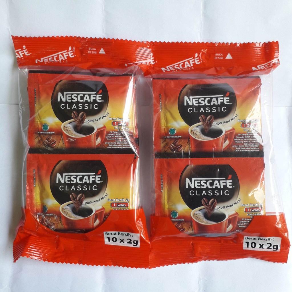 Jual Nescafe Classic Black Coffe 2gr x 10pcs - Kopi Hitam Siap Saji (1 ...