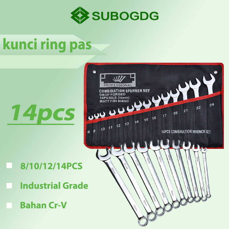 Jual SUBOGDG Kunci Ring Pas Set 14pcs 8-24mm/dengan tas penyimpanan ...