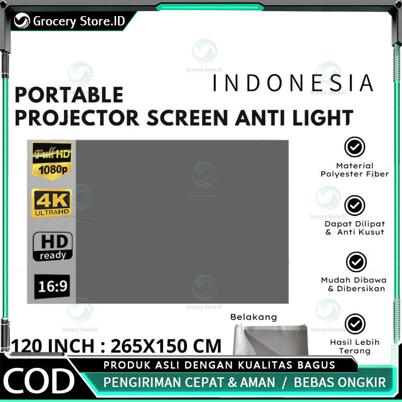 Jual Layar Proyektor 120 Inch Kain Layar Proyektor Anti Light Ambient ...