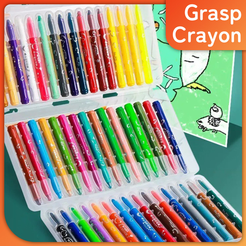 Jual Grasp Crayon 12/24/36/48 Warna mata KECIL mata SEDANG Krayon ...