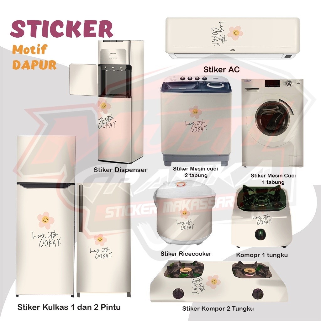 Jual Stiker kulkas kompor mesin cuci 1 2 pintu tabung mata Rice Cooker ...