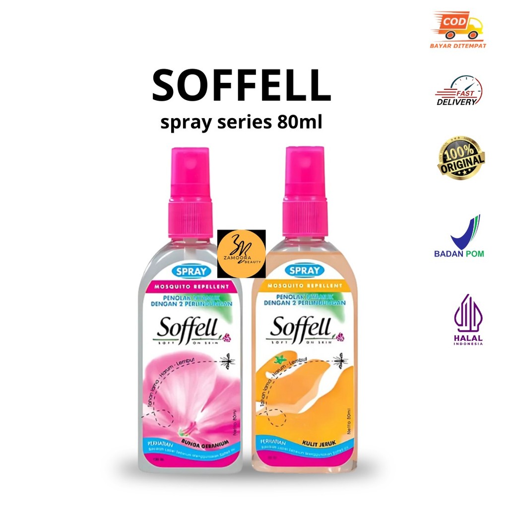 Jual Soffell Anti Nyamuk Spray Series 80ml | Bunga Geranium | Kulit Jeruk | Shopee Indonesia