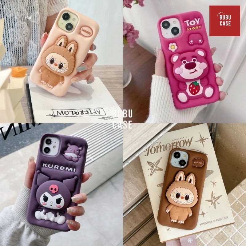 Jual Iphone 11 12 13 14 15 Pro Max Cartoon Case Griptok Popsocket ...