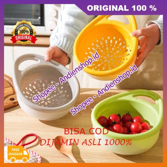 Jual BELI 1 GRATIS 1 Wadah Tirisan 2in1 Keranjang Pengering Sayur Buah 2 Lapis Multifungsi ...