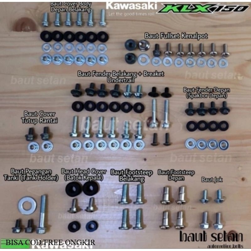 Jual Baut Klx 150 full body baut klx baut motor lengkap | Shopee Indonesia