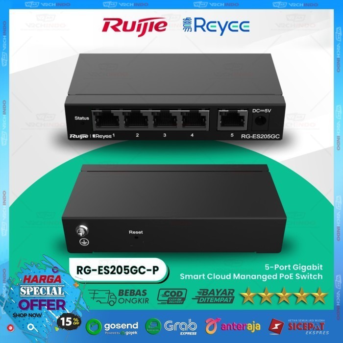 Jual Ruijie Reyee RG-ES205GC-P | 5 Port Gigabit Smart PoE Switch !! | Shopee Indonesia