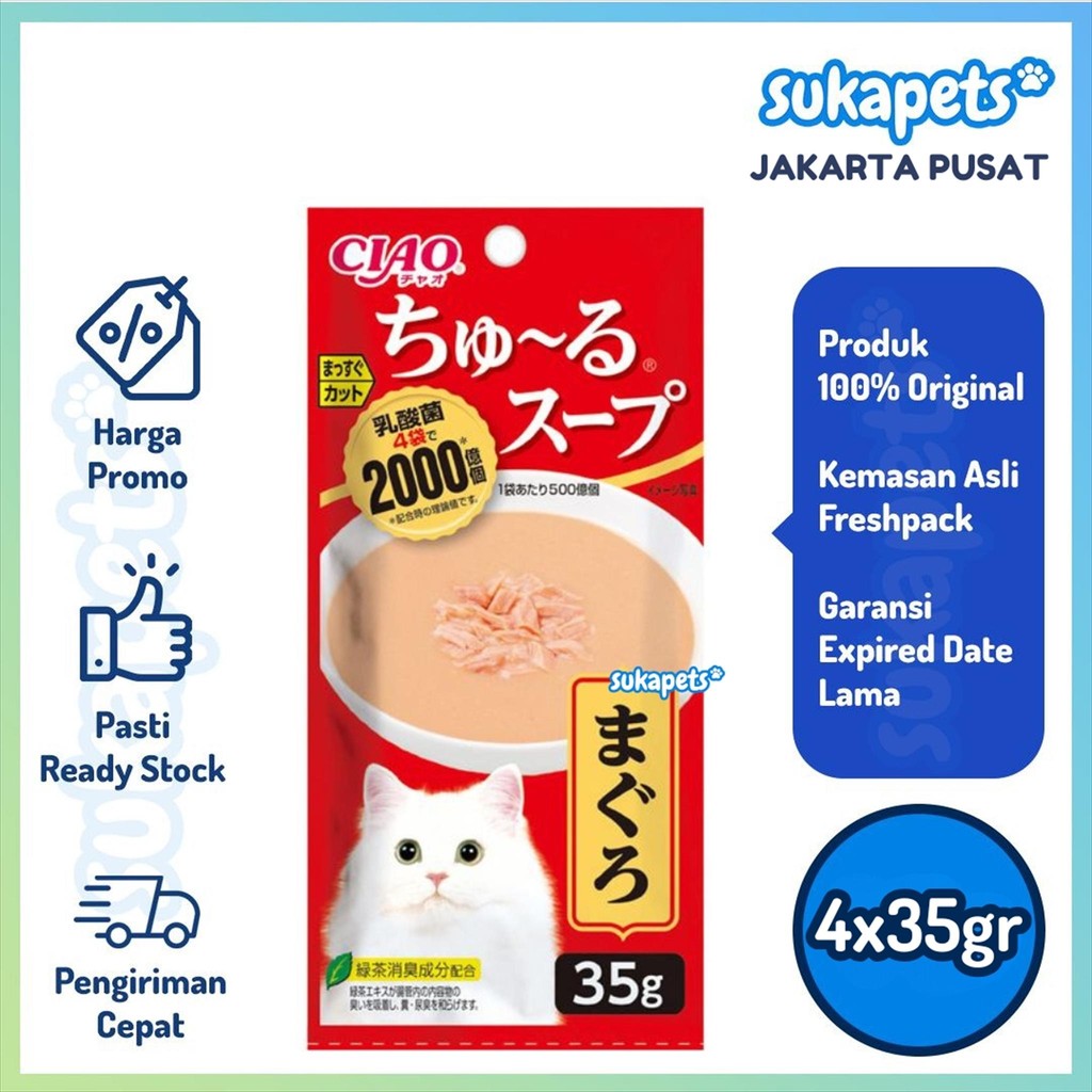 Jual Ciao Soup Probiotic Tuna Snack Kucing 4x35gr | Shopee Indonesia