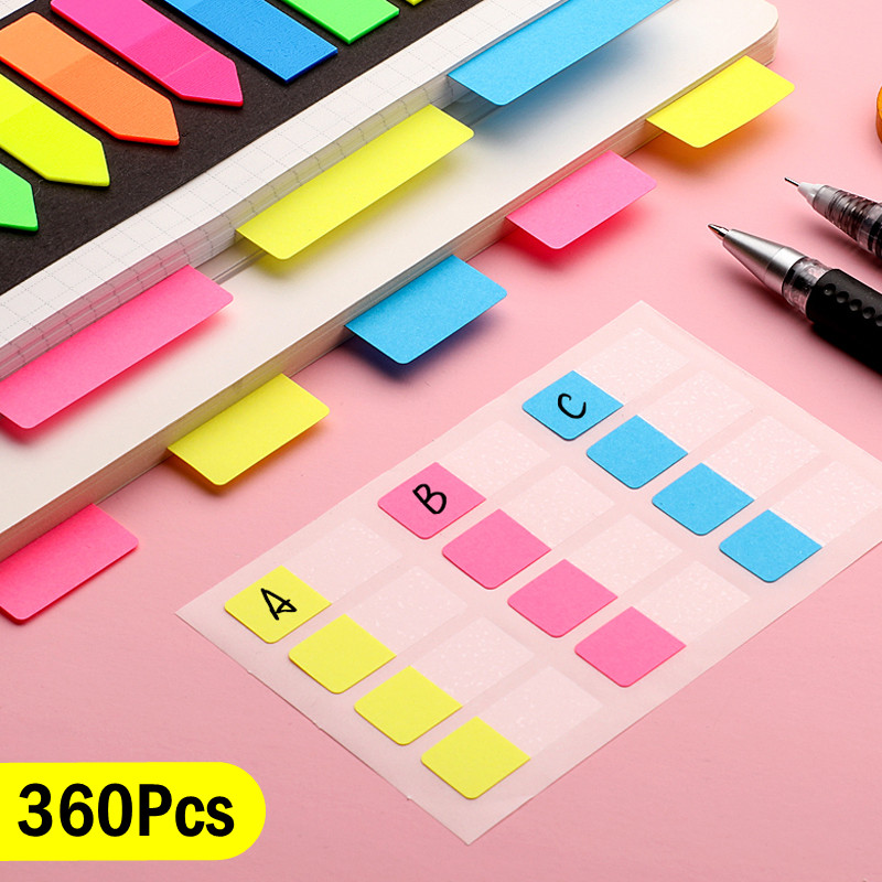 Jual 360Pcs Sticky Notes Memo Pad 3 Size Index Tabs Label Writable ...