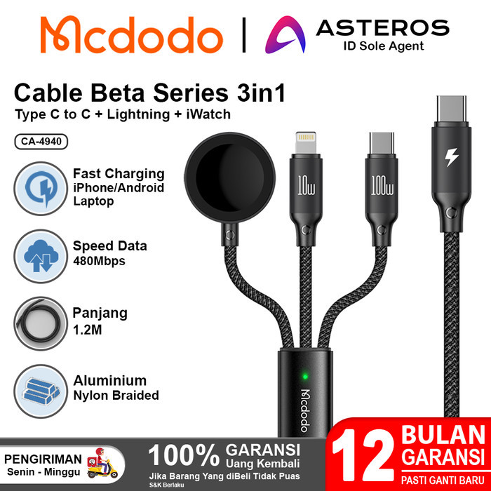 Jual [PROMO]Best MCDODO Kabel 3in 1 For iPhone, Laptop, iWatch Fast ...