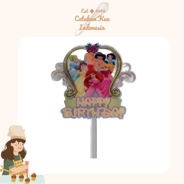 Jual {CKI} Topper Acrylic Ulang Tahun Princess Disney Hiasan Kue Ulang ...