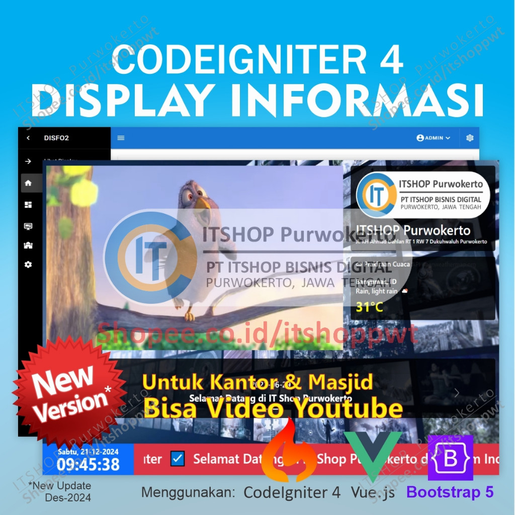 Jual Source Code Aplikasi Web Display Informasi DISFO Dengan CodeIgniter | Shopee Indonesia