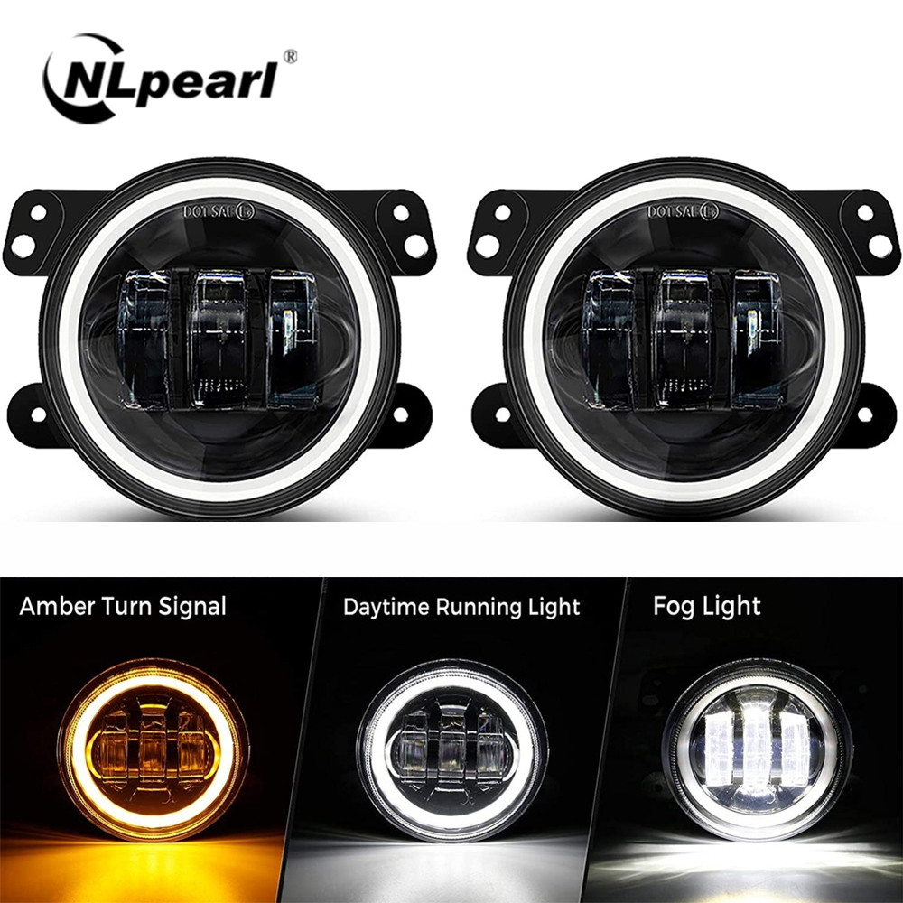 Jual 4 Inch LED Fog Lights Round Car Driving Light with White Amber ...