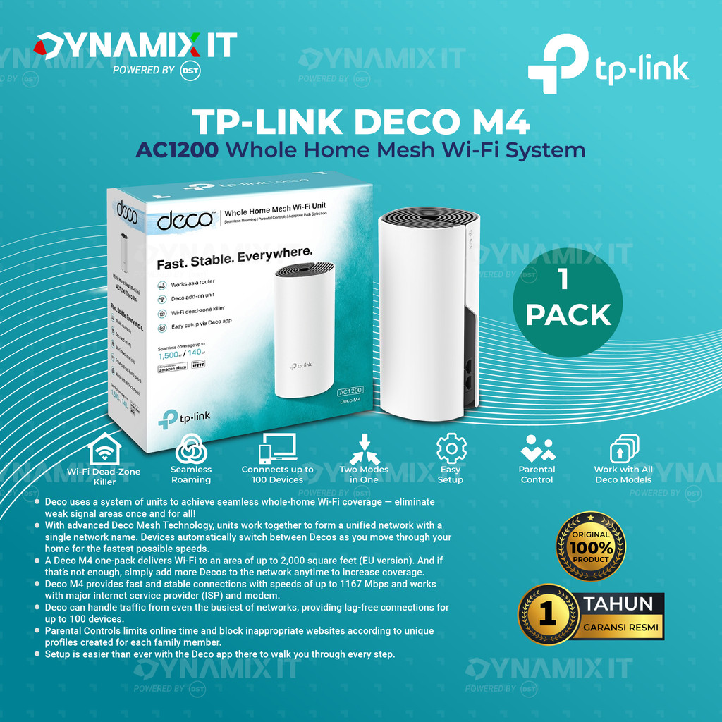 Jual TP-Link Deco M4 AC1200 Whole Home Mesh Wi-Fi System Router (1-pack ...