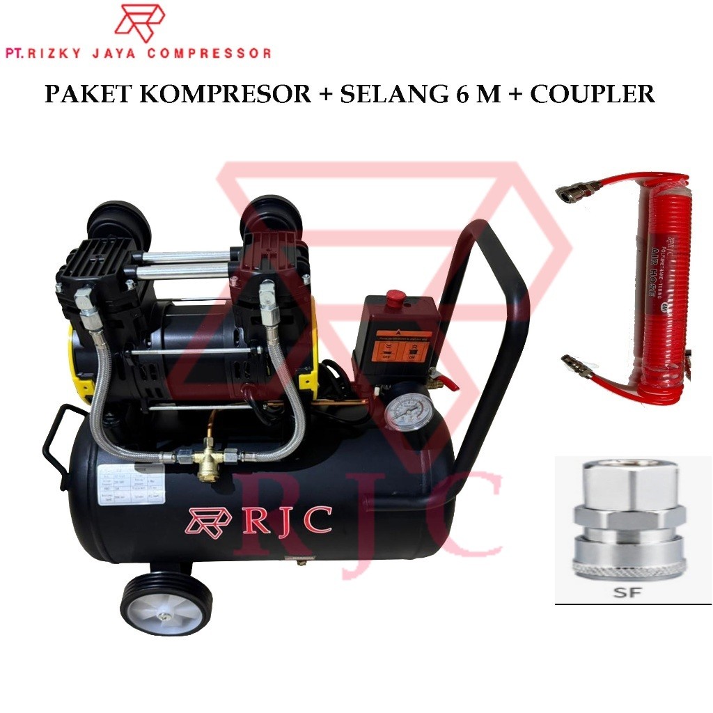 Jual Kompresor angin Oiless 1hp 24 Liter 10 Liter 750w RJC Silent Compressor listrik 1 hp ...