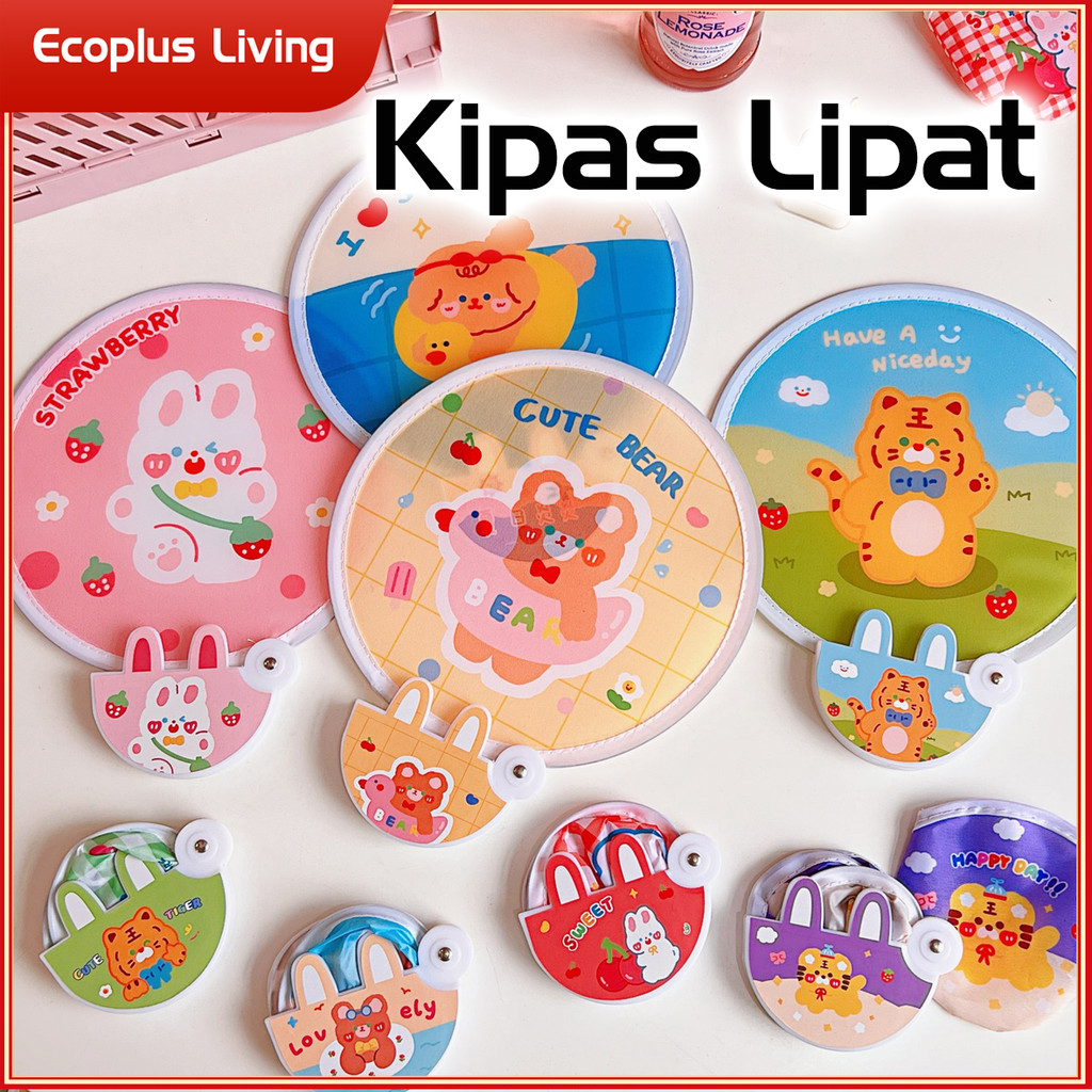 Jual Kipas Tangan Lipat Portable Hand Fan Plastic Cartoon Cute Kids ...