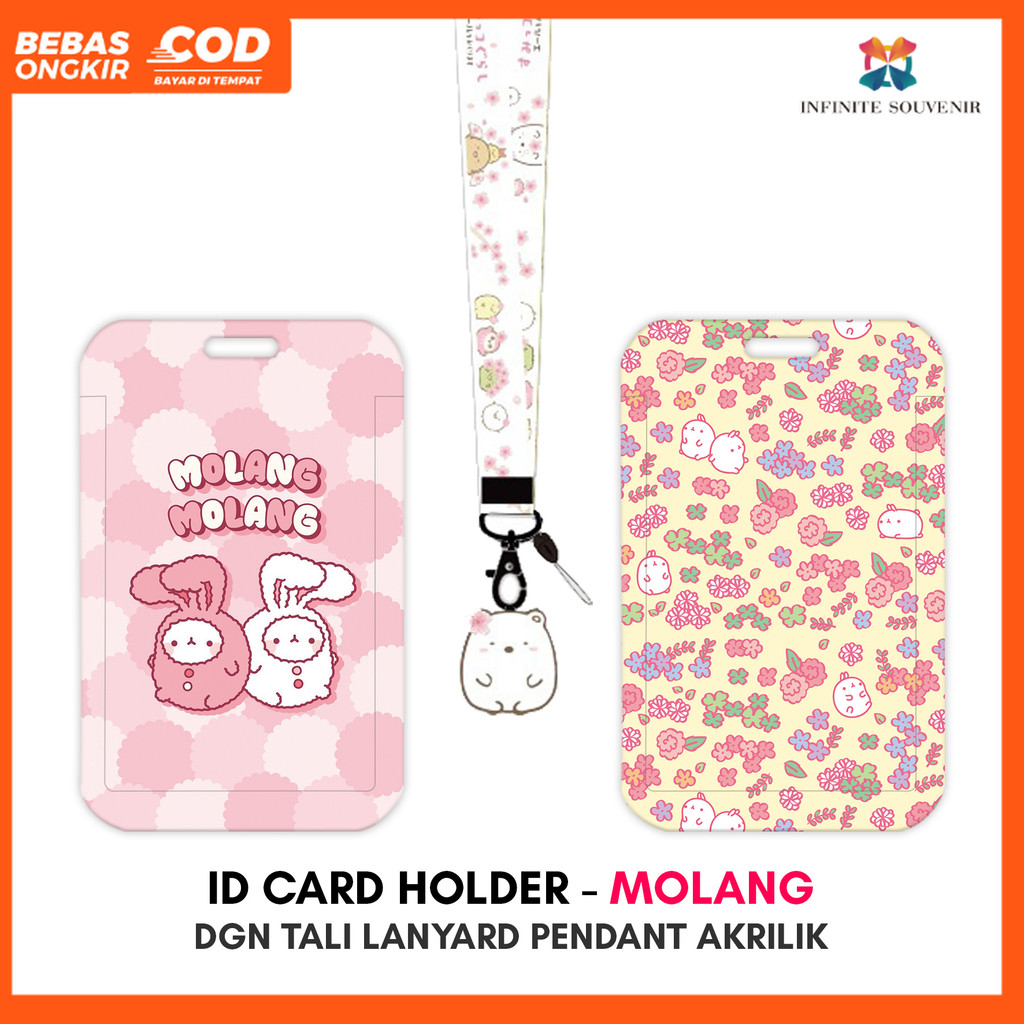 Jual [N003] MOLANG / Name Tag ID Card Holder RABBIT KELINCI MOLANG dengan Tali Lanyard Pendant ...