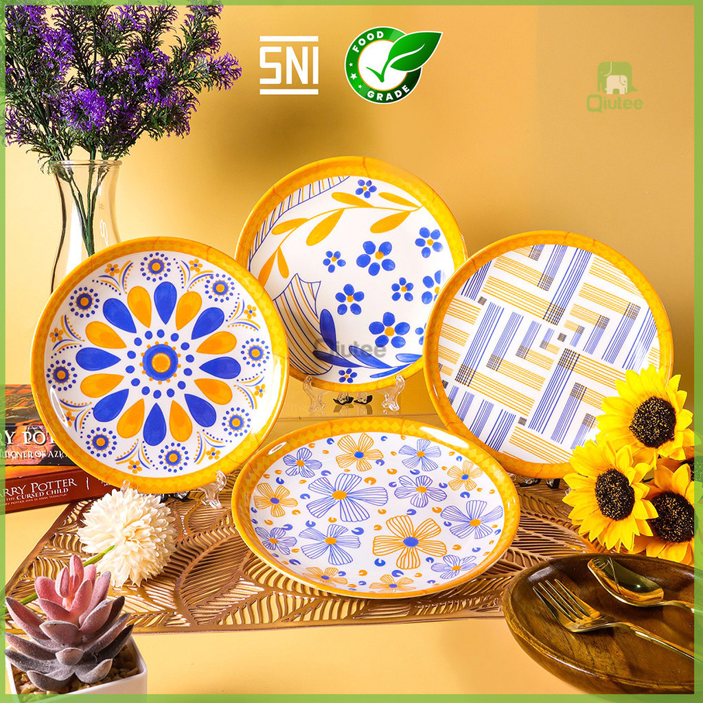 Jual PIRING PLAT TANPA BINGKAI MOTIF BUNGA, PIRING MAKAN. PIRING ...