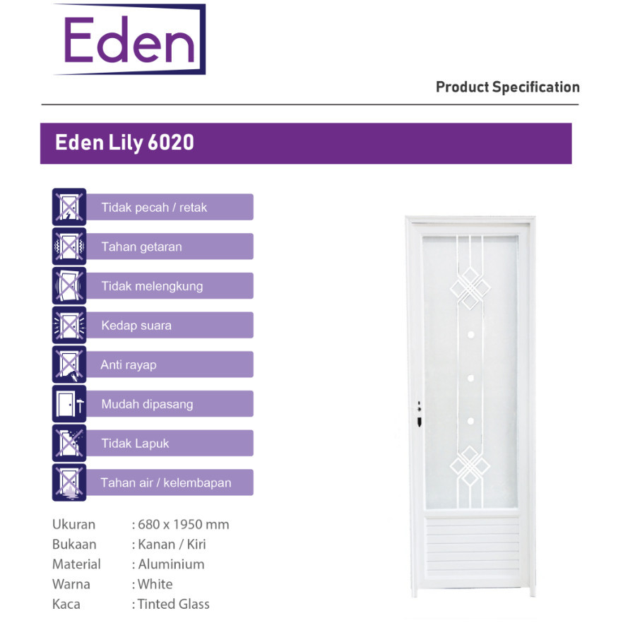 Jual PINTU ALUMUNIUM ALMUNIUM KAMAR MANDI (FREE PACK KAYU) EDEN + KUSEN ...