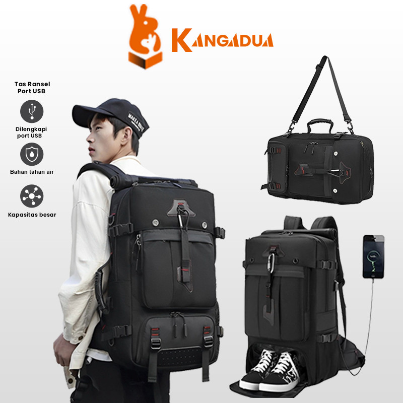 Jual KANGADUA Travel Tas Laptop Backpack with USB Port Waterproof and Shoe Compartment/Tas ...