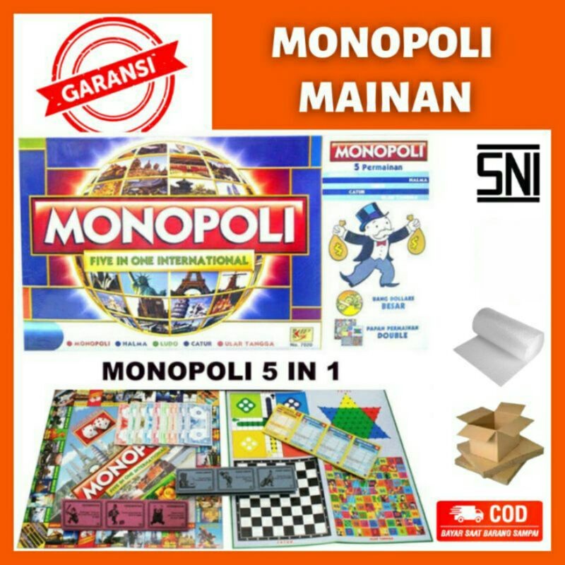 Jual Monopoly 5 In 1 Monopoli, Halma, Catur, Ular Tangga, Ludo ...