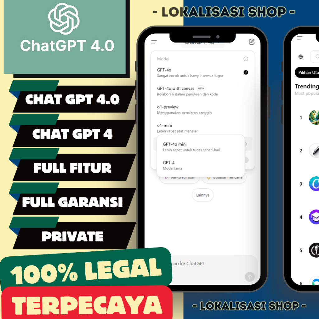 Jual ChatGPT 4o Private | Chat GPT Premium Plus 1 Bulan | Full Garansi | Chat Gpt Private | Chat ...