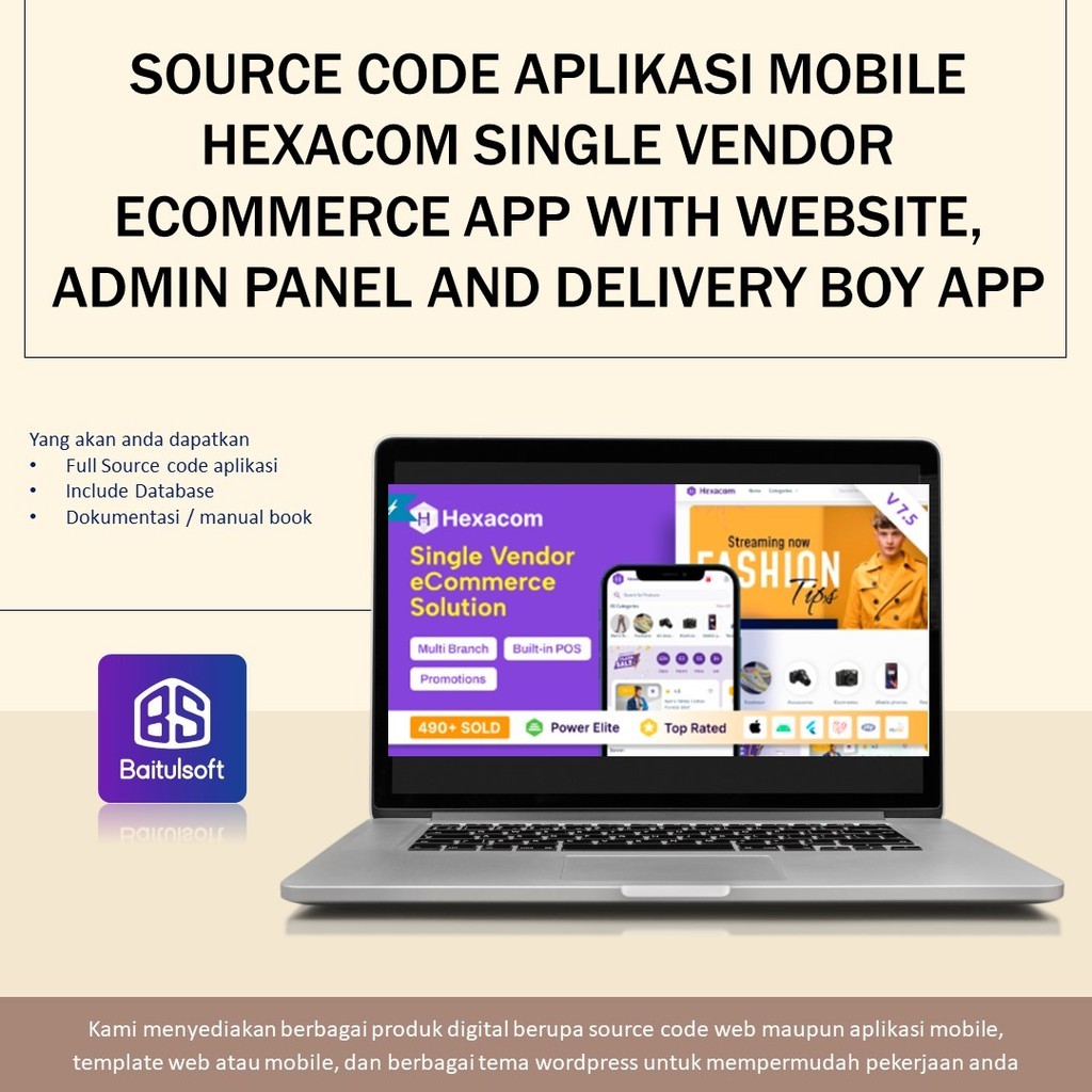 Jual SOURCE CODE APLIKASI MOBILE HEXACOM SINGLE VENDOR ECOMMERCE APP WITH WEBSITE, ADMIN PANEL ...