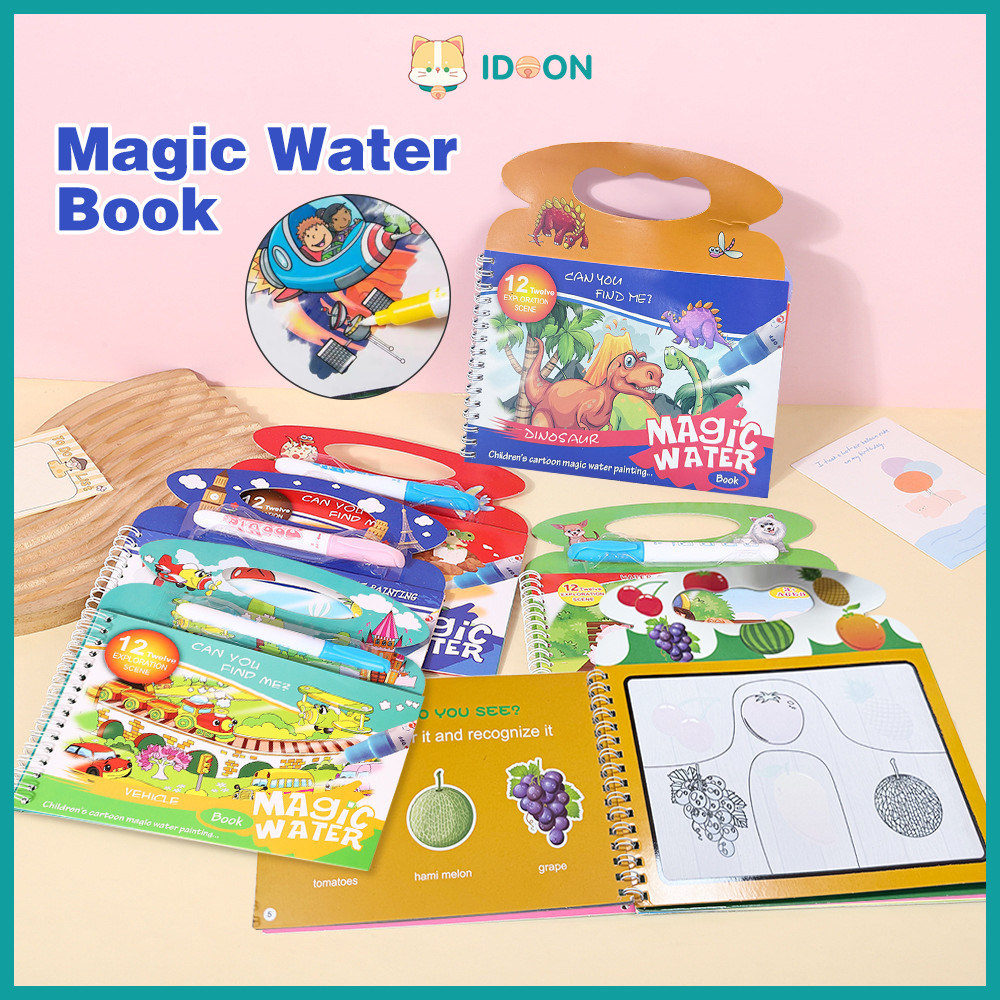 Jual IDOON Buku Mewarnai Gambar Ajaib Pen Air Magic Water Book Anak ...