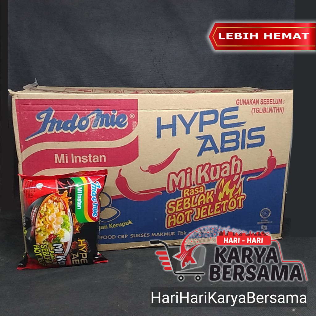 Jual MIE INSTAN INDOMIE SEBLAK HOT JELETOT HYPE ABIS PER CARTON ISI 40 ...