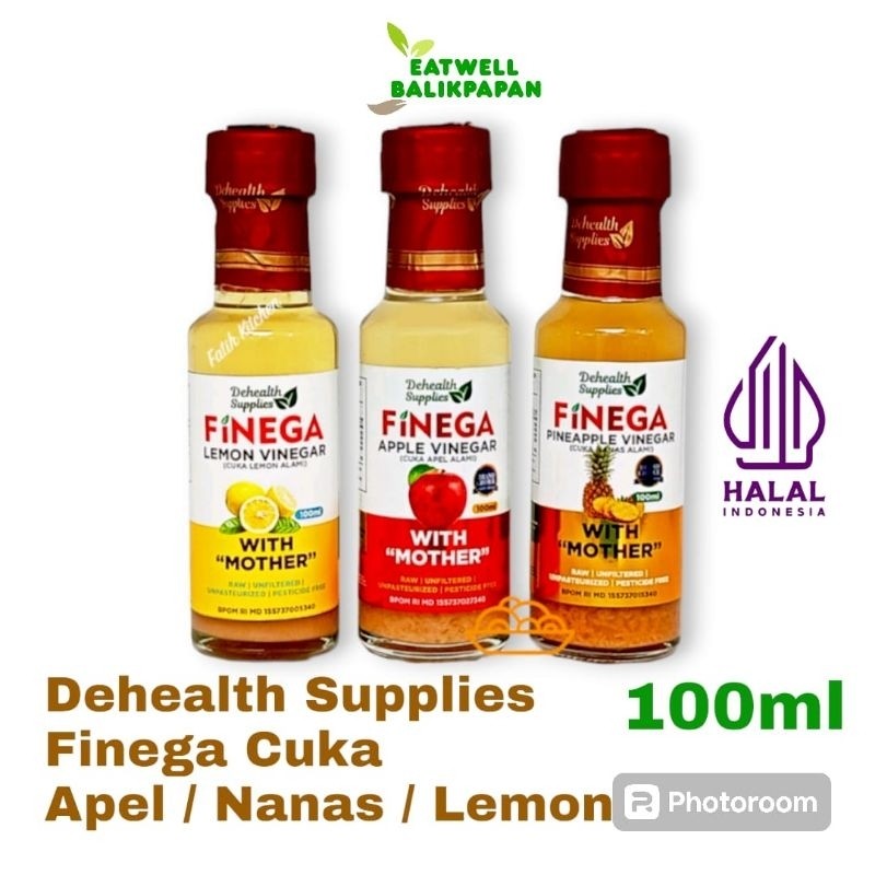 Jual FINEGA VINEGA CUKA APEL/CUKA NANAS/CUKA LEMON 100ML BOTOL KACA ...
