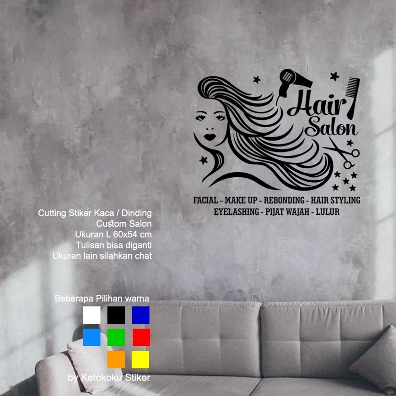 Jual Stiker Kaca Dinding Salon Rambut Cutting Sticker BAHAN HIGH ...