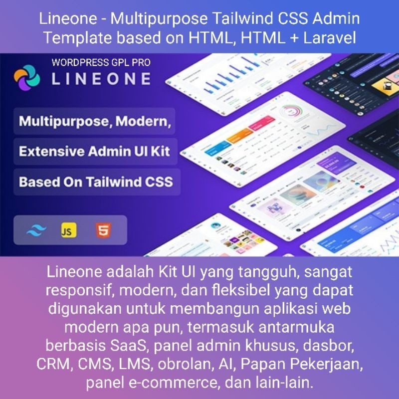 Jual Lineone - Multipurpose Tailwind CSS Admin Template based on HTML, HTML + Laravel | Shopee ...
