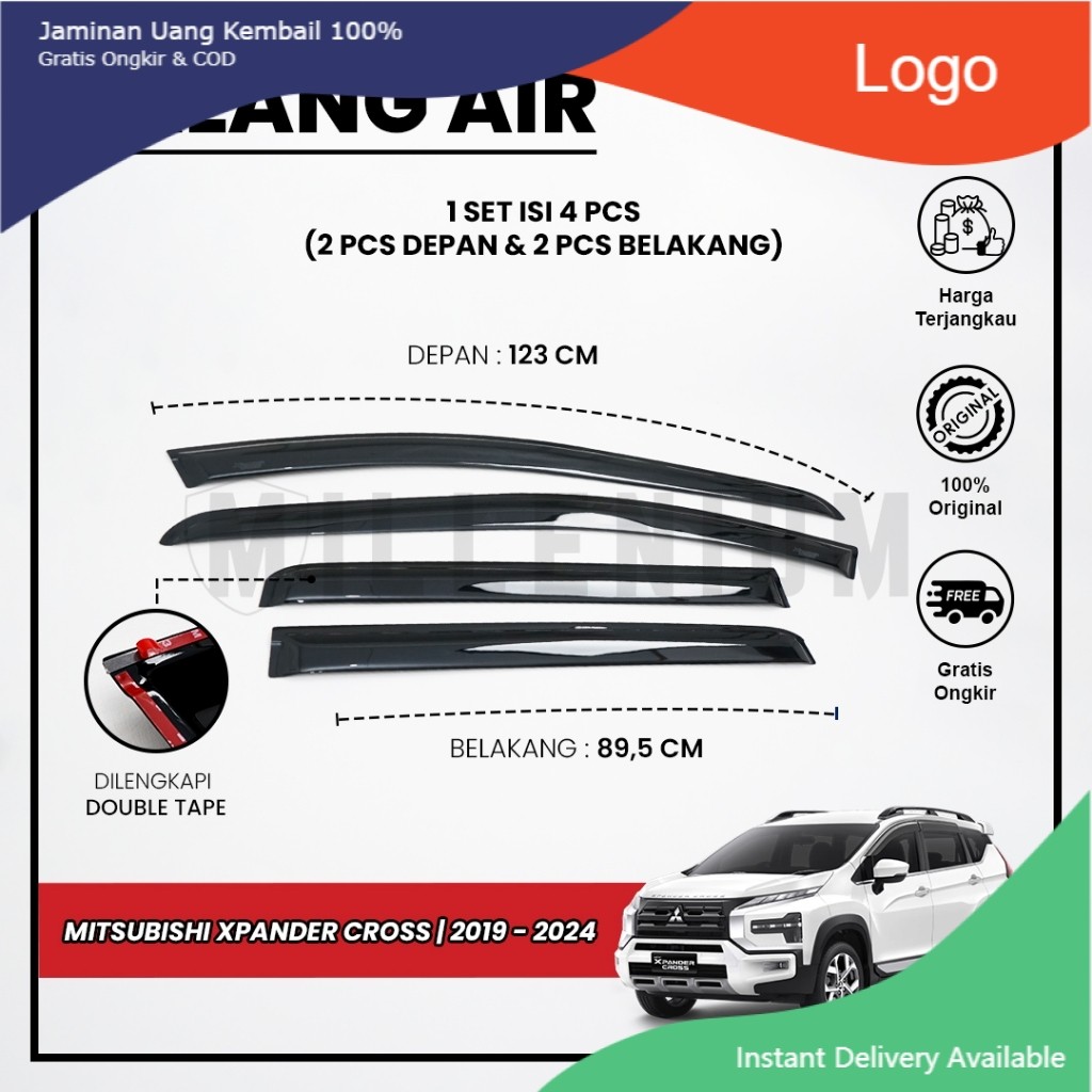 Jual Talang Air Pintu Mobil Mitsubishi Xpander Cross 2019 – 2024 Model ...