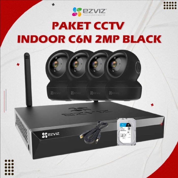 Jual Paket CCTV EZVIZ C6N 2MP BLACK 4 Siaran 4 CAMERA SUARA 2 ARAH CCTV ...