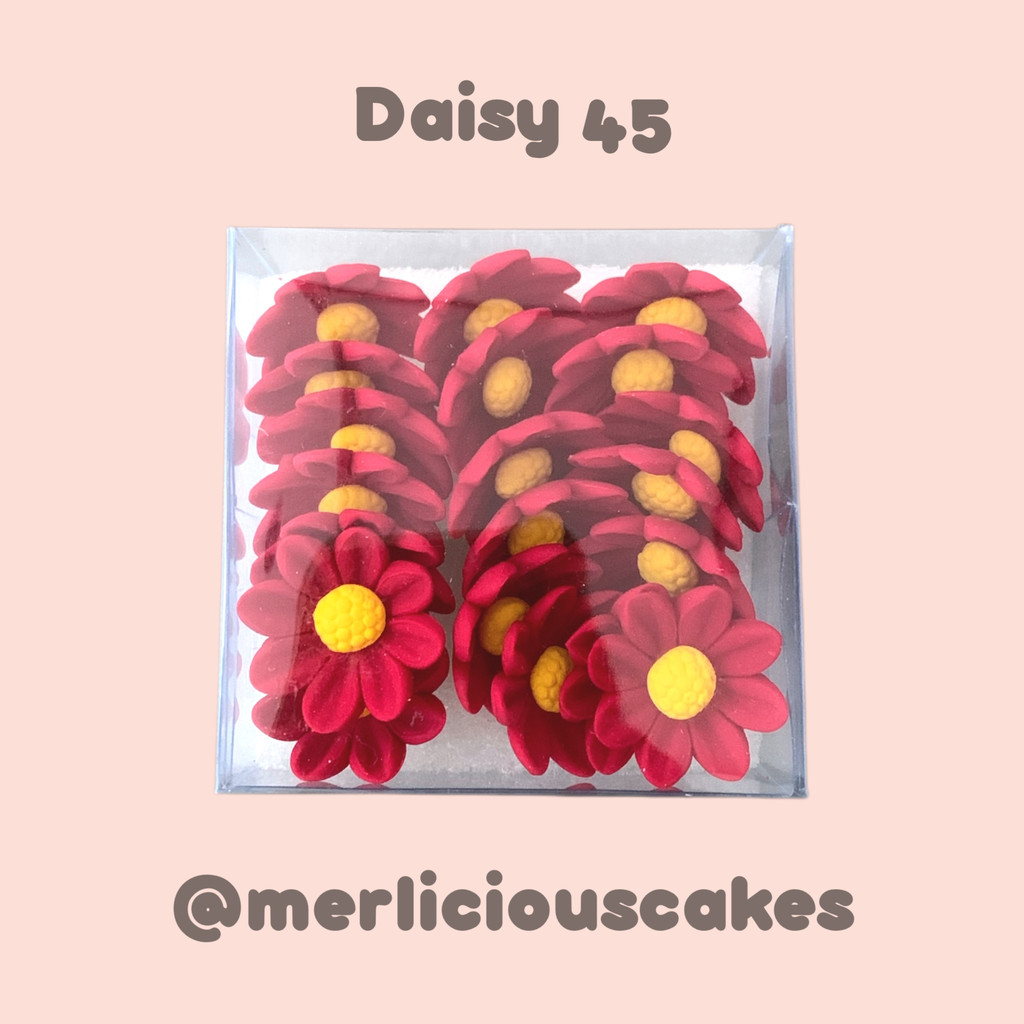 Jual Daisy 45 Merah Bunga Gumpaste Flower Cake Kue Topper | Shopee ...