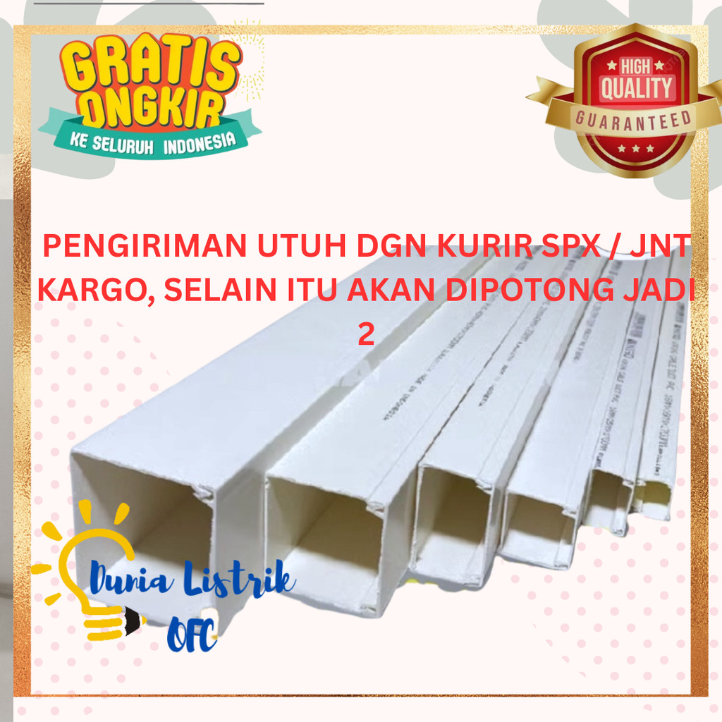 Jual Ducting Cable Protector Kabel Duct 16x16 2 Meter (1.6cm x 1.6cm ...