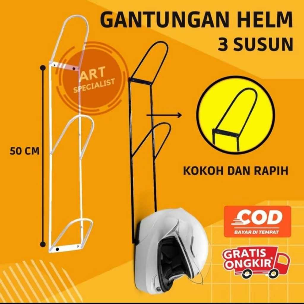Jual Rak helm 3 susun simpel minimalis / Gantungan helm praktis masa ...