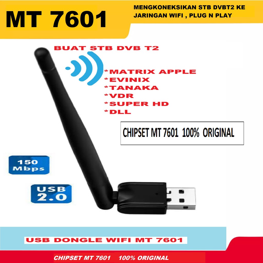 Jual Dongle Wifi STB Set Top Box Dongle Receiver STB TV Parabola Antena PC MT 7601 | Shopee ...