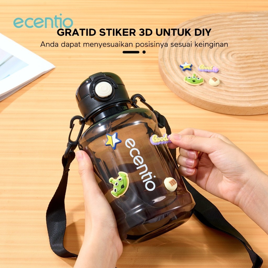 Jual ECENTIO Botol Minum Olahraga Sport 1 liter Gratis Stiker BPA FREE ...