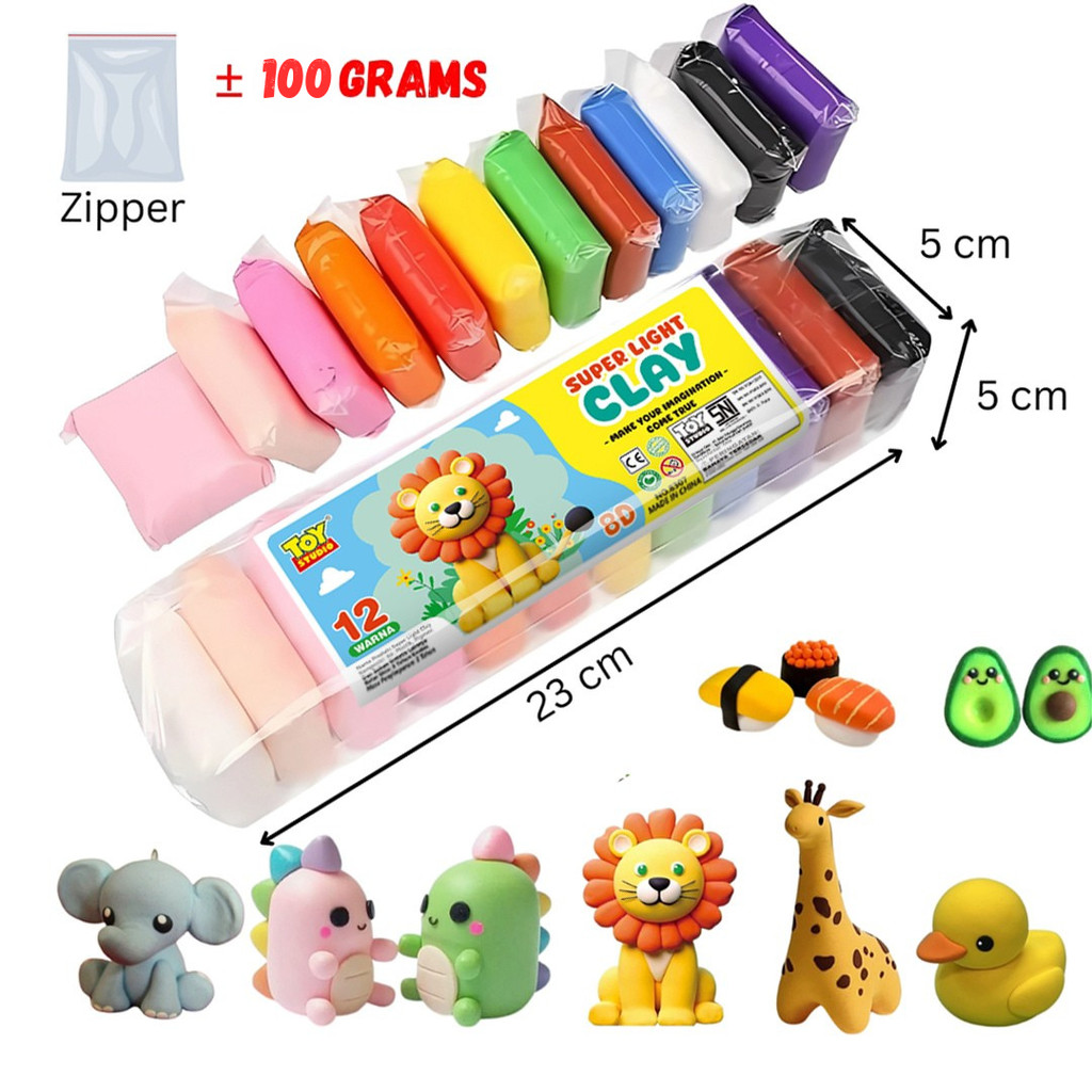 Jual Toy Studio Clay Mainan Edukasi Anak Isi 12 PCS Super Light Clay ...