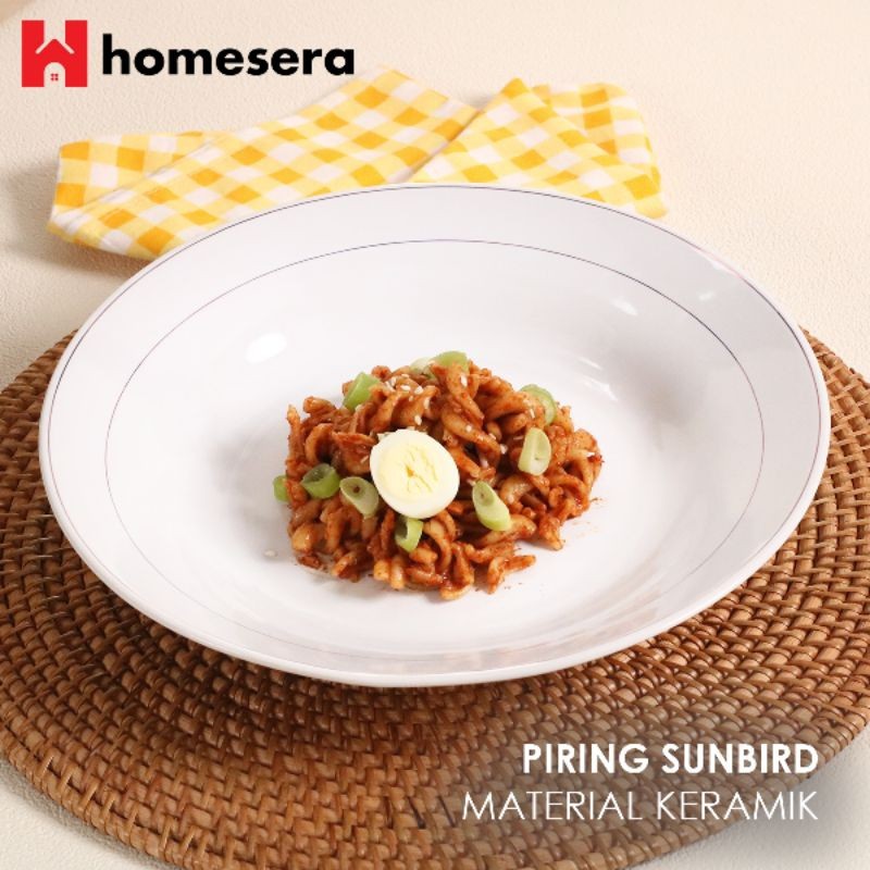 Jual PIRING MAKAN KERAMIK PUTIH 9 INCH LISTMAS / KEMBANG SUNBIRD ...