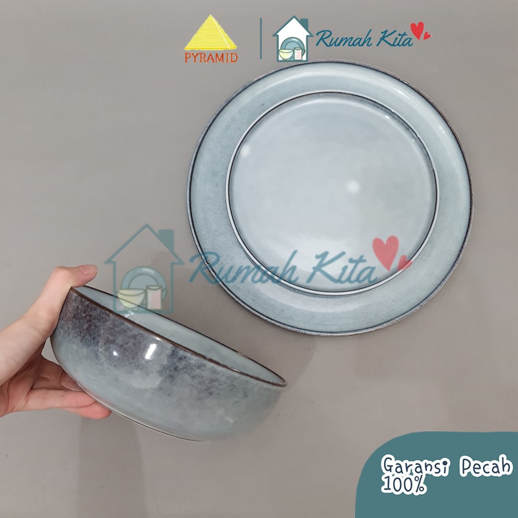 Jual PYRAMID Piring Mangkok Keramik PORCELAIN Series LIGHT BLUE Piring ...